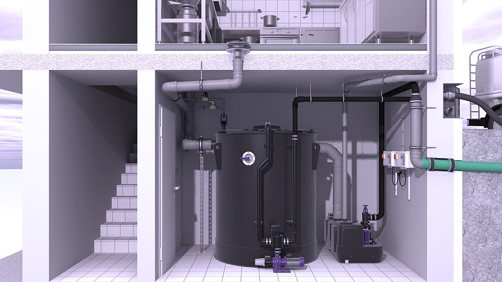 EasyClean free round grease separator - KESSEL - mastering water
